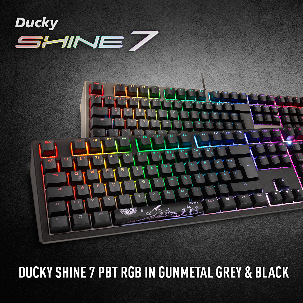 Ducky Shine 7 Blackout & Gunmetal with PBT Double-Shot Keycaps and RGB ...
