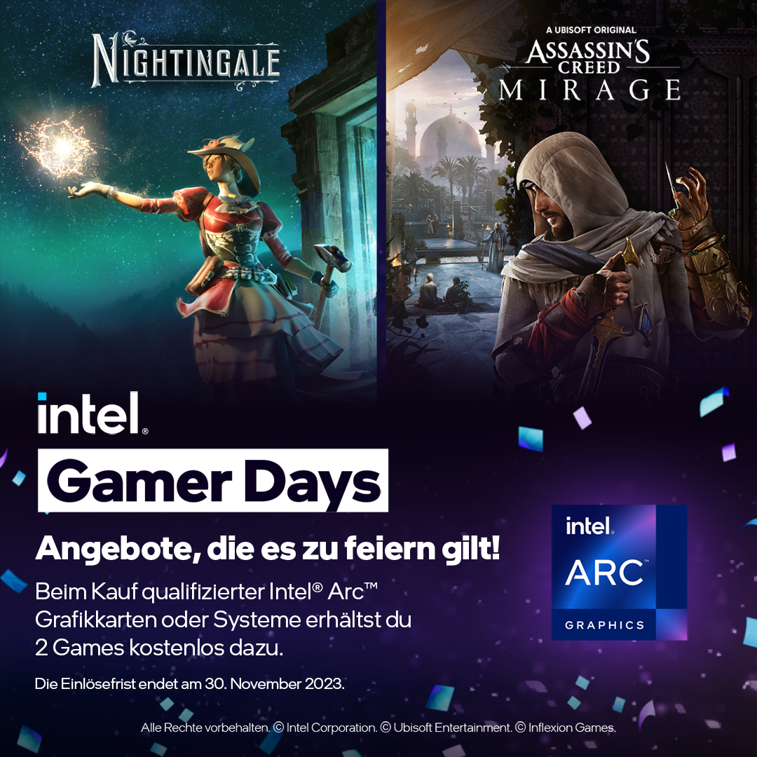 Assassin's Creed Mirage und Nightingale zu Intel Arc Grafikkarten dazu ...