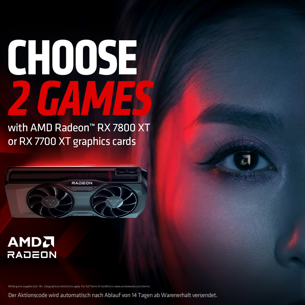 Wähle 2 von 4 Spielen beim Kauf einer AMD Radeon RX 7700 XT oder 7800 ...