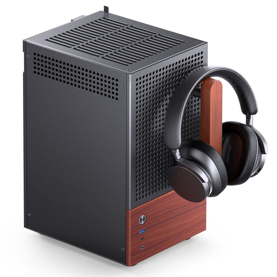 Jonsbo T6 PC Gehäuse, Mini-Tower, Mini-ITX, Tempered Glass, Holz - schwarz