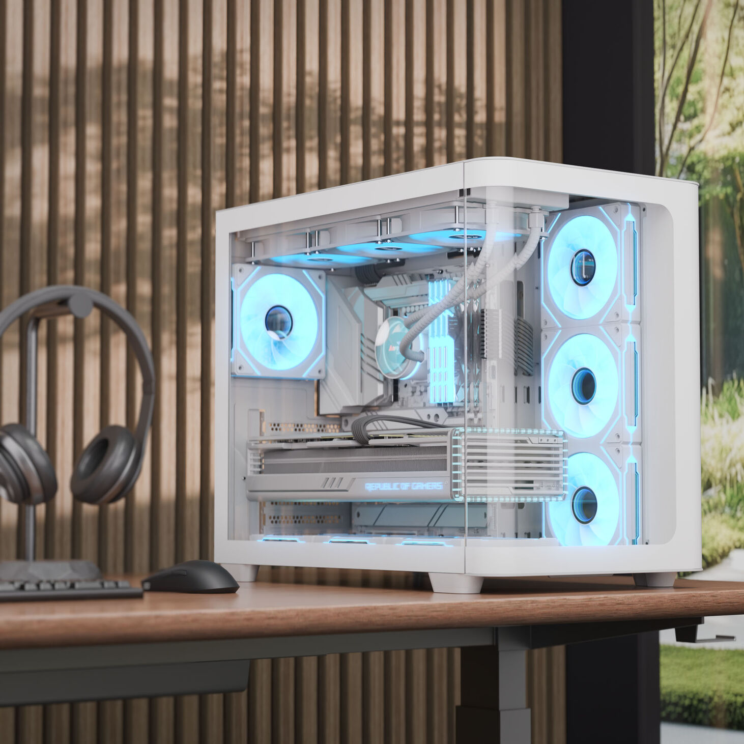 Aerocool P500C PC Case, Mid Tower, ATX, Tempered Glass - white