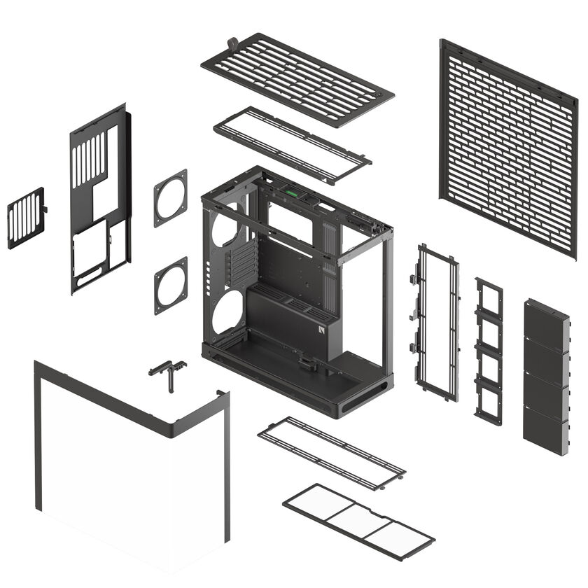 HAVN HS 420 PC Case, Mid Tower, E-ATX, Tempered Glass - Black