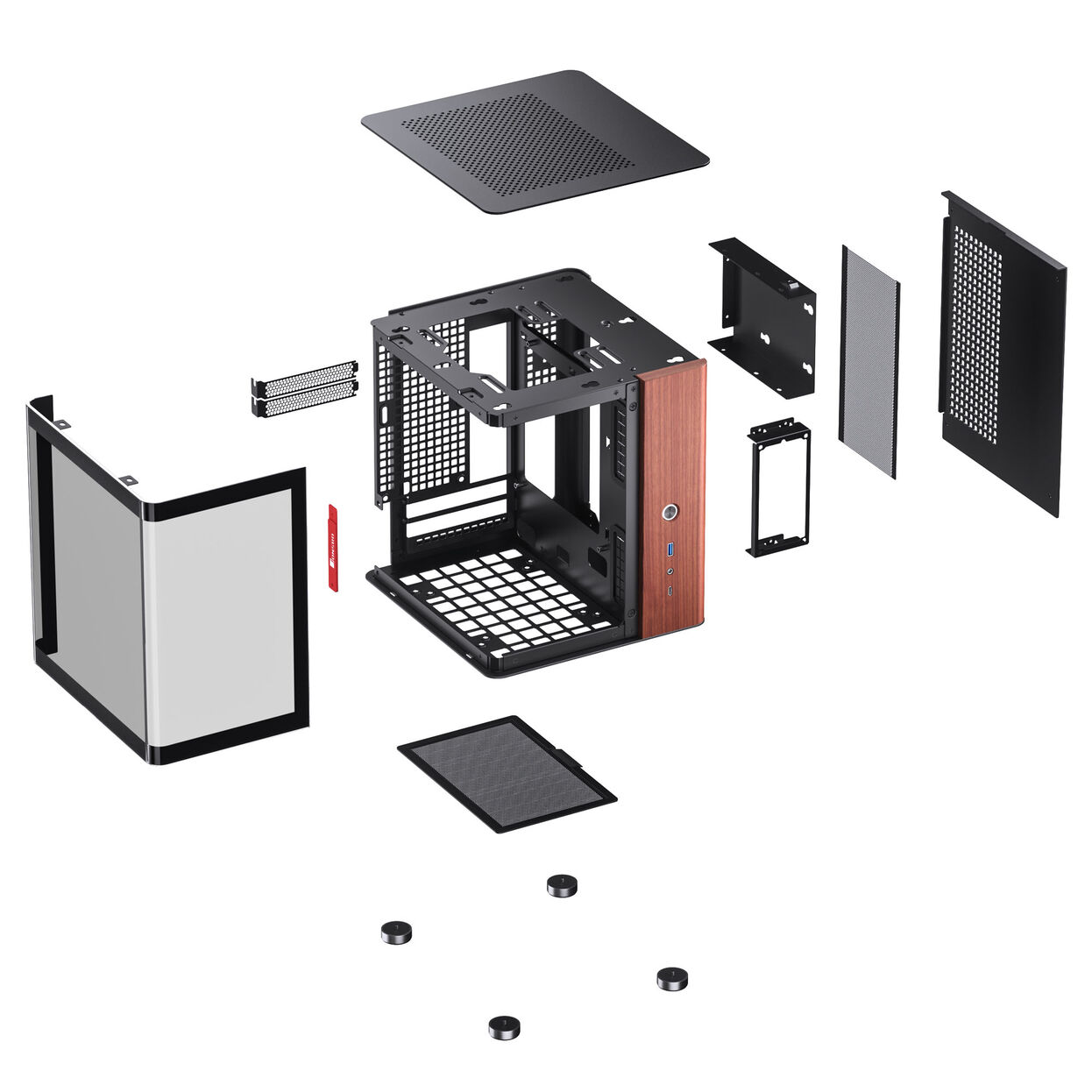 Jonsbo TK-0 PC Gehäuse, Mini-Tower, Mini-ITX, Tempered Glass, Holz ...