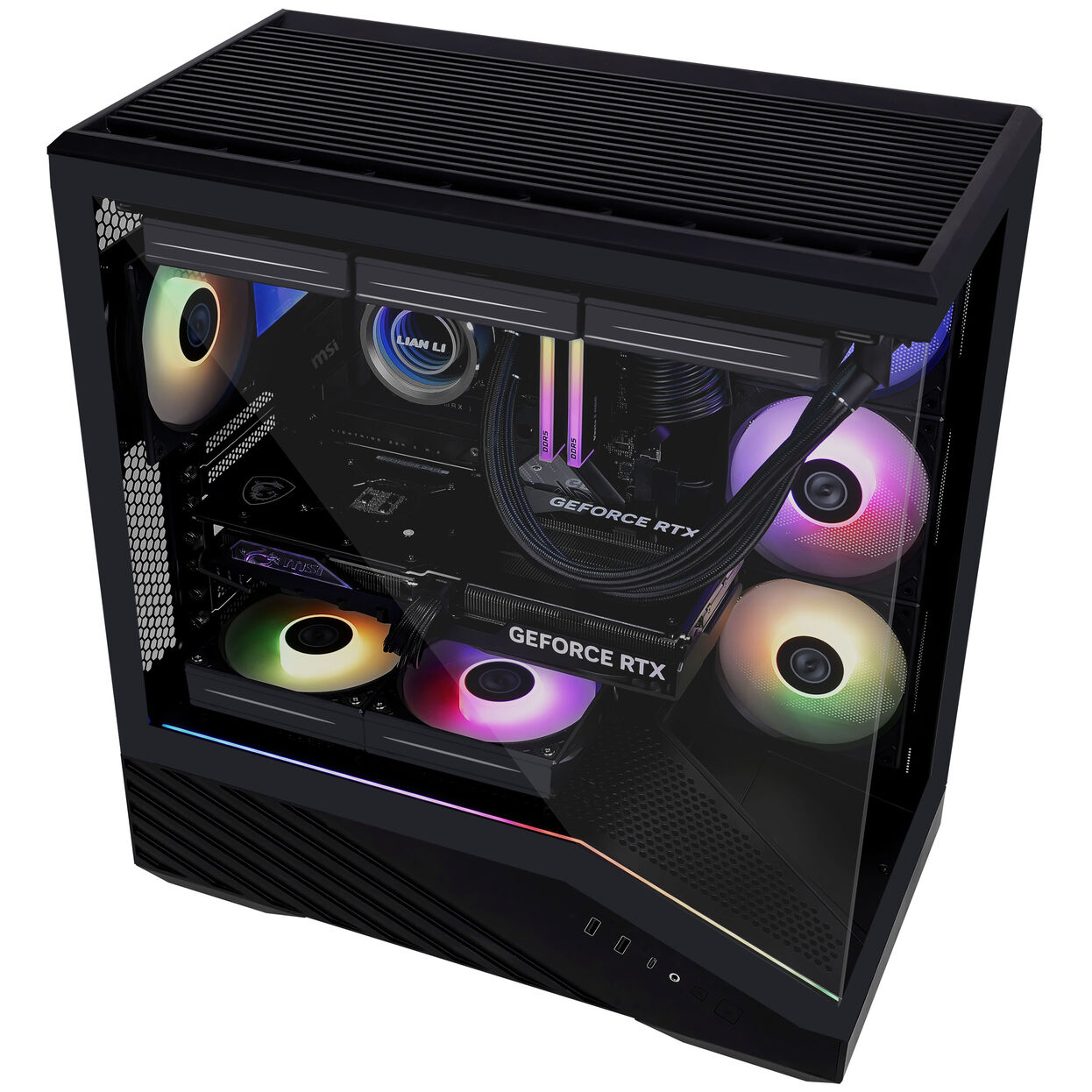 Lian Li Vector V100 PC Case, Midi Tower, ATX, RGB, Tempered Glass - Black