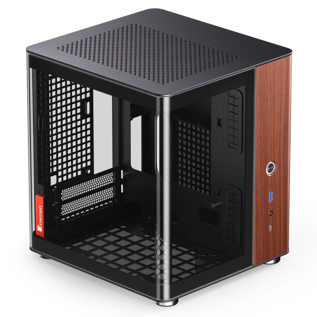 Jonsbo TK-0 PC Gehäuse, Mini-Tower, Mini-ITX, Tempered Glass, Holz ...