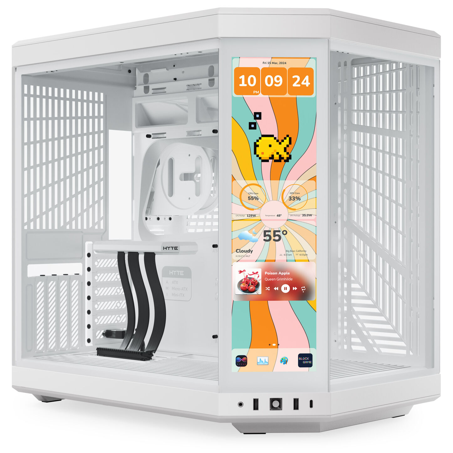 Hyte Y70 Touch Infinite PC Case, Mid Tower, ATX, Tempered Glass - Snow ...