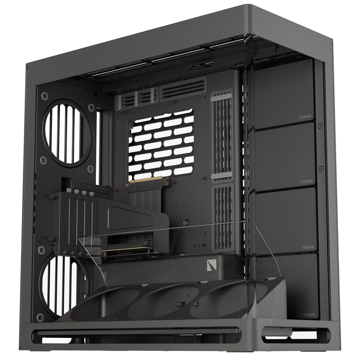 HAVN HS 420 VGPU PC Case, Mid Tower, E-ATX, Tempered Glass, PCIe 5.0 Riser Cable - Black