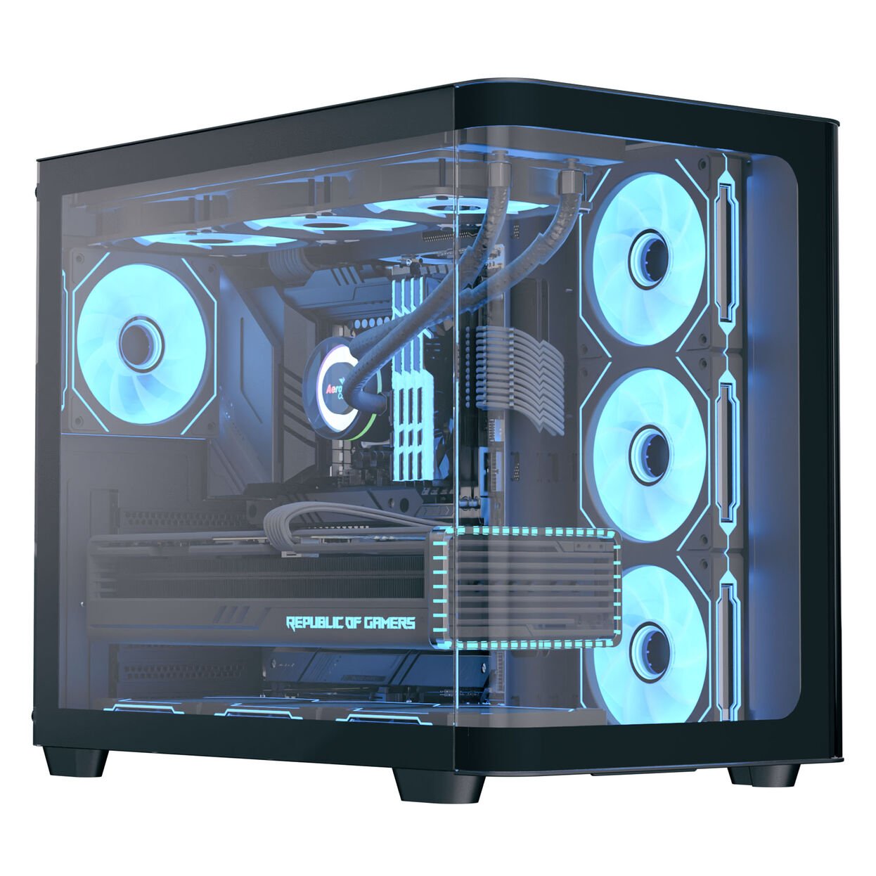 Aerocool P500C PC Case, Mid Tower, ATX, Tempered Glass - Black