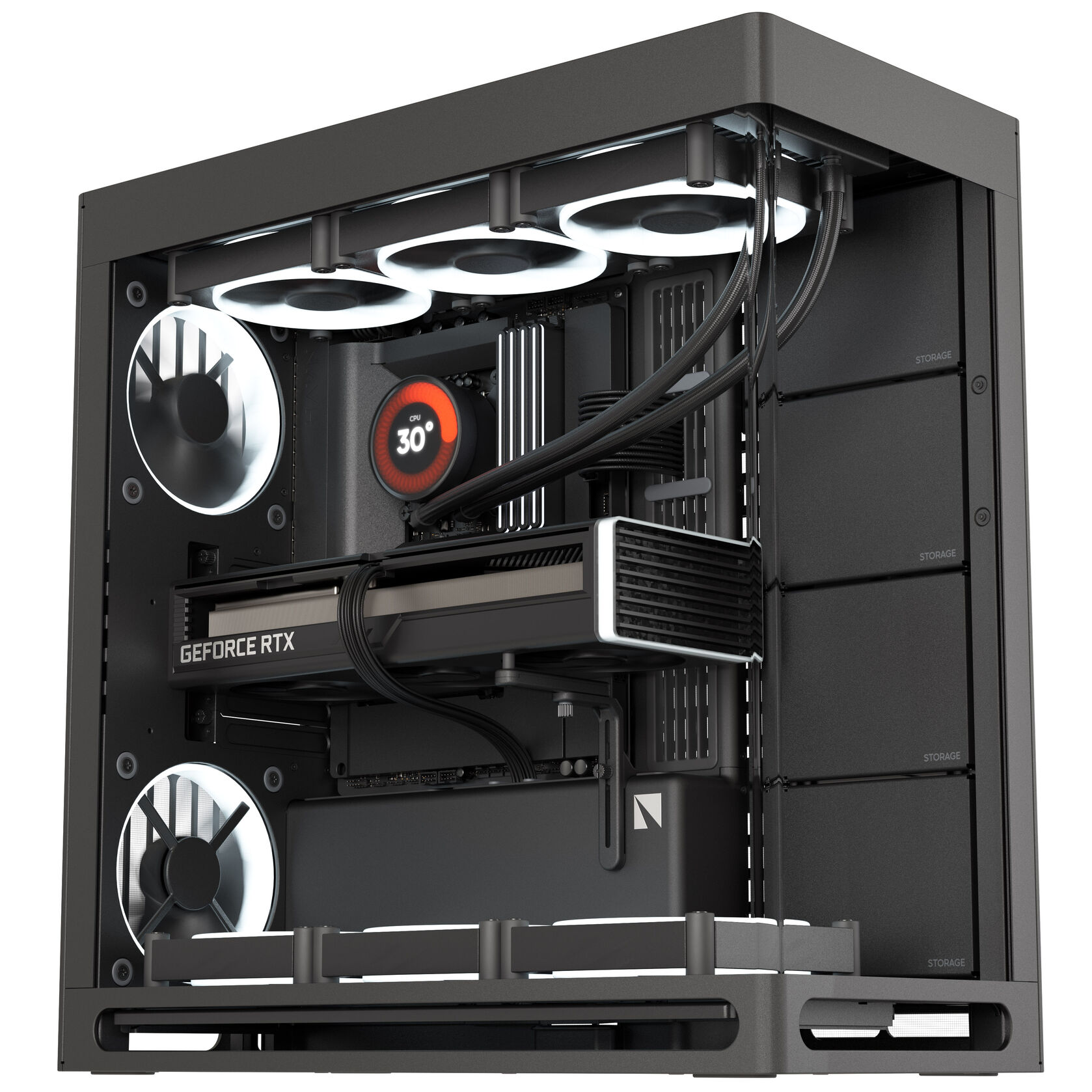 HAVN HS 420 PC Case, Mid Tower, E-ATX, Tempered Glass - Black
