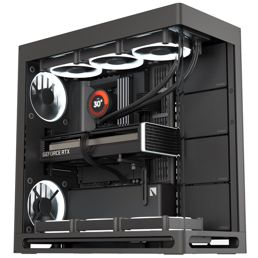 HAVN HS 420 PC Case, Mid Tower, E-ATX, Tempered Glass - Black