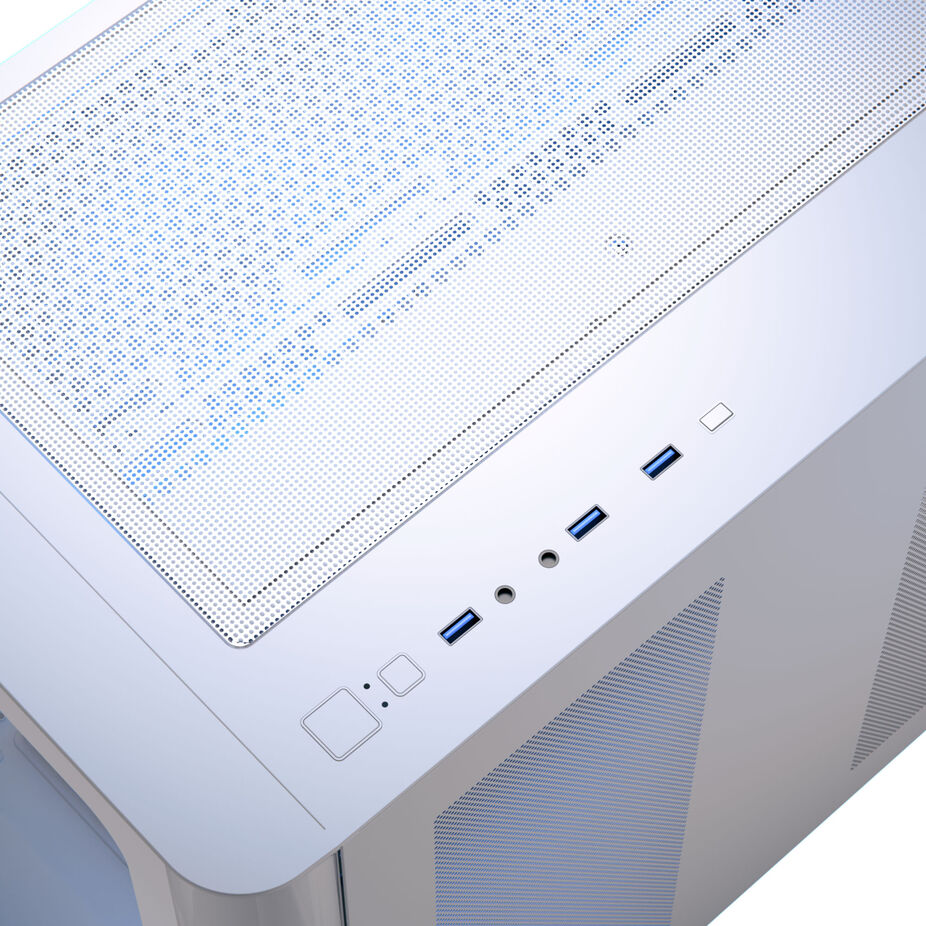 Aerocool P500C PC Case, Mid Tower, ATX, Tempered Glass - white