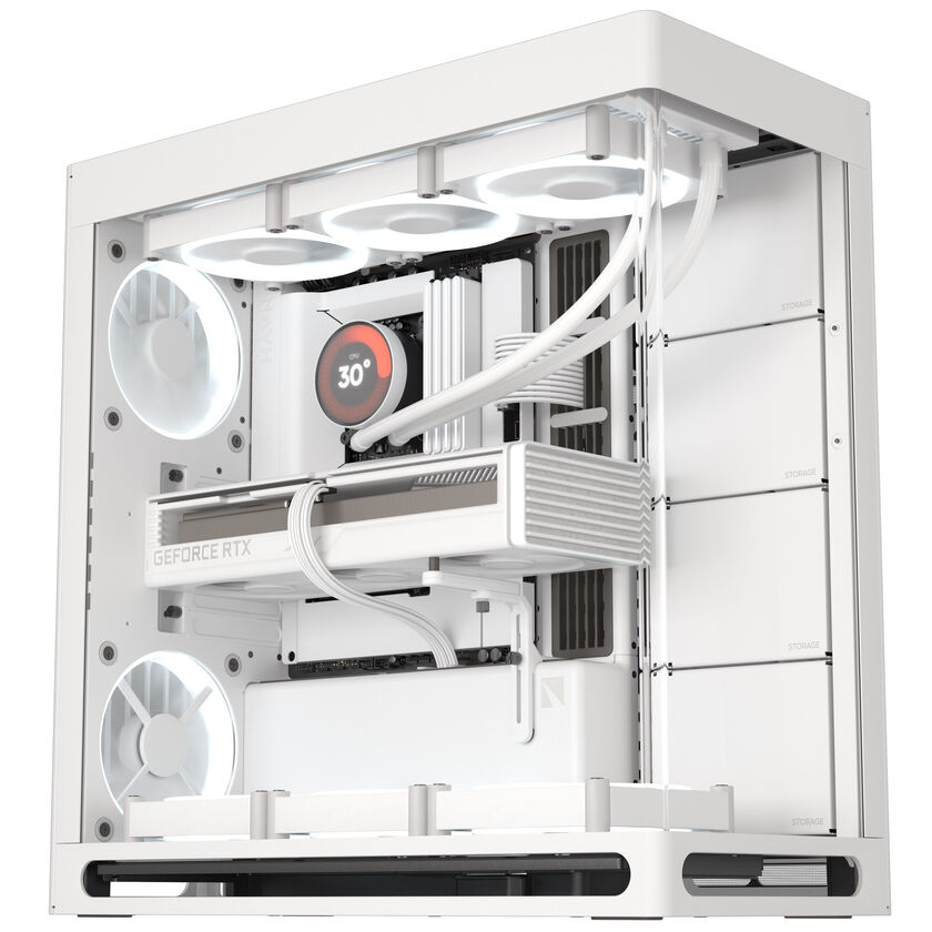 HAVN HS 420 PC Case, Mid Tower, E-ATX, Tempered Glass - White