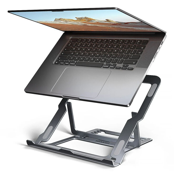 AXAGON STND-LAG Laptop Stand, height-adjustable, foldable, aluminium - grey