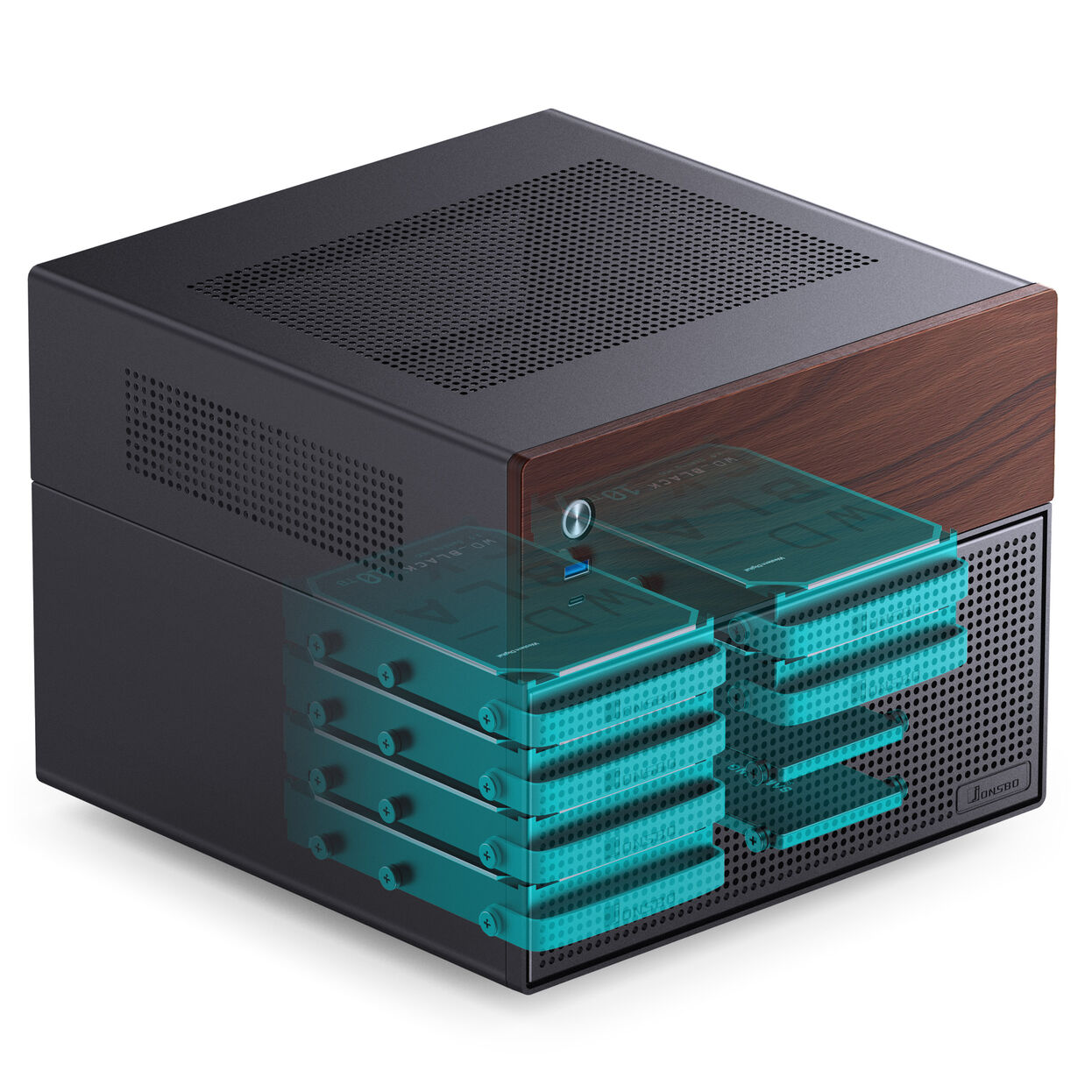 Jonsbo N4 NAS Case, Micro-ATX - Black