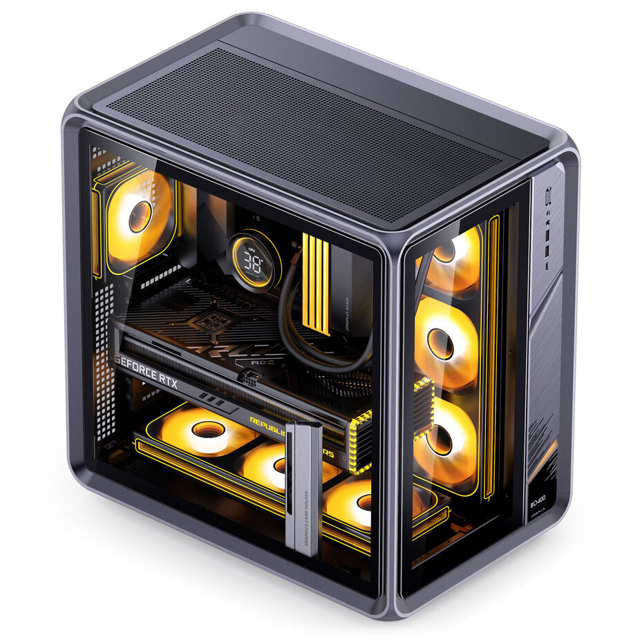 Jonsplus BO400 PC Case, Mid Tower, ATX, Tempered Glass – gunmetal grey