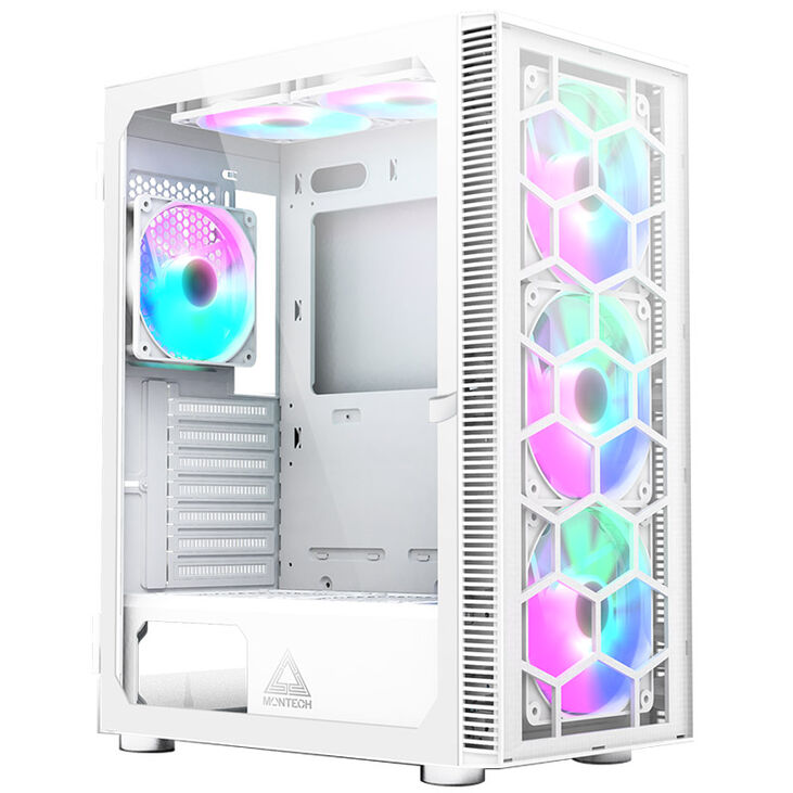 Montech X3 Glass PC Case, Mid Tower, ATX, RGB, Tempered Glass - White