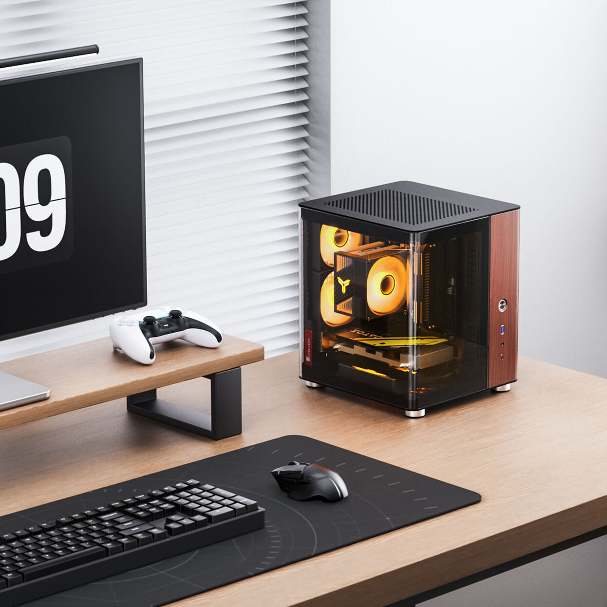Jonsbo TK-0 PC Gehäuse, Mini-Tower, Mini-ITX, Tempered Glass, Holz ...