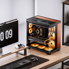 JONSBO TK-4 Wood PC Case, Mid Tower, ATX, Tempered Glass - black