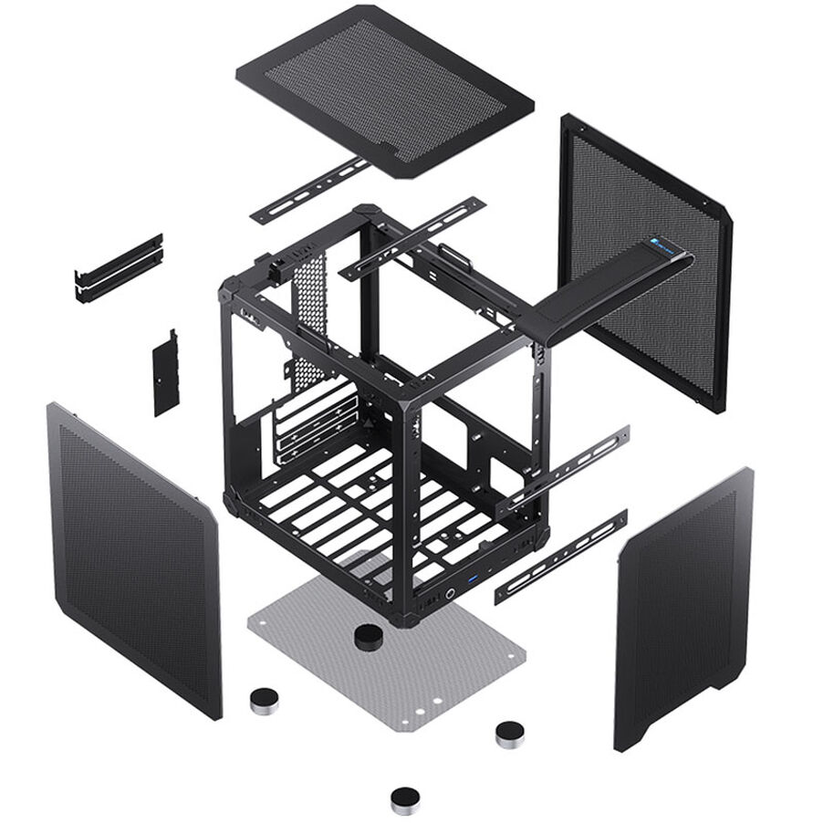 Jonsbo C6 PC-Gehäuse, Mini-Tower, Micro-ATX, mit Tragegriff - schwarz