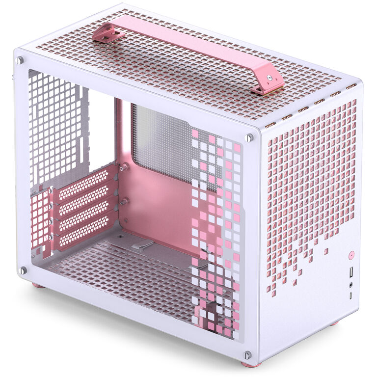 Jonsplus Z20 Micro-ATX case, with carrying handle - white/pink