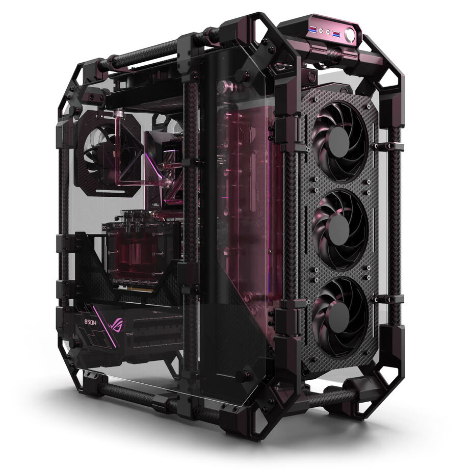 Alphacool Apex Pro Skeleton Case, Mid Tower, ATX, Distro Plate - Carbon ...