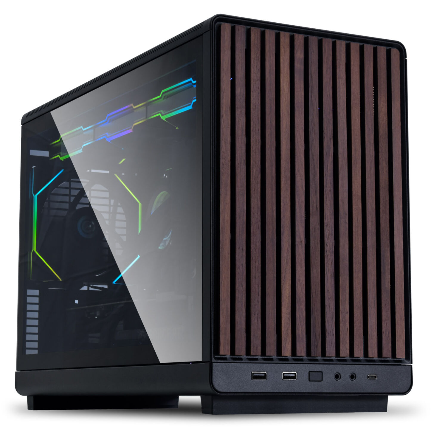 Lian Li DAN Cases A3-mATX Wood Edition Front Panel - Walnut, black