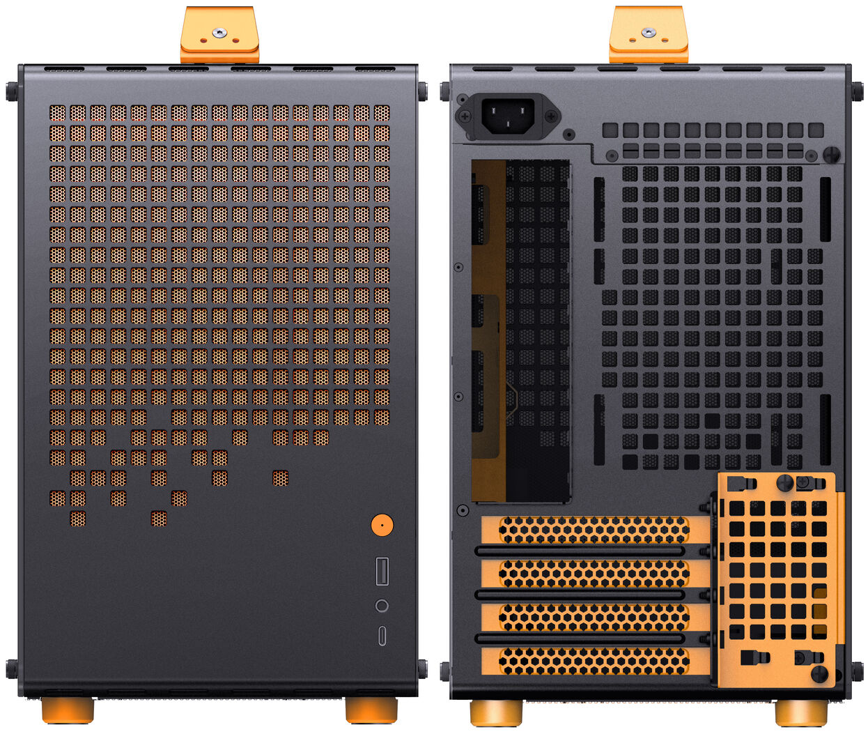 Jonsplus Z20 Micro-ATX case, with carrying handle - black/orange