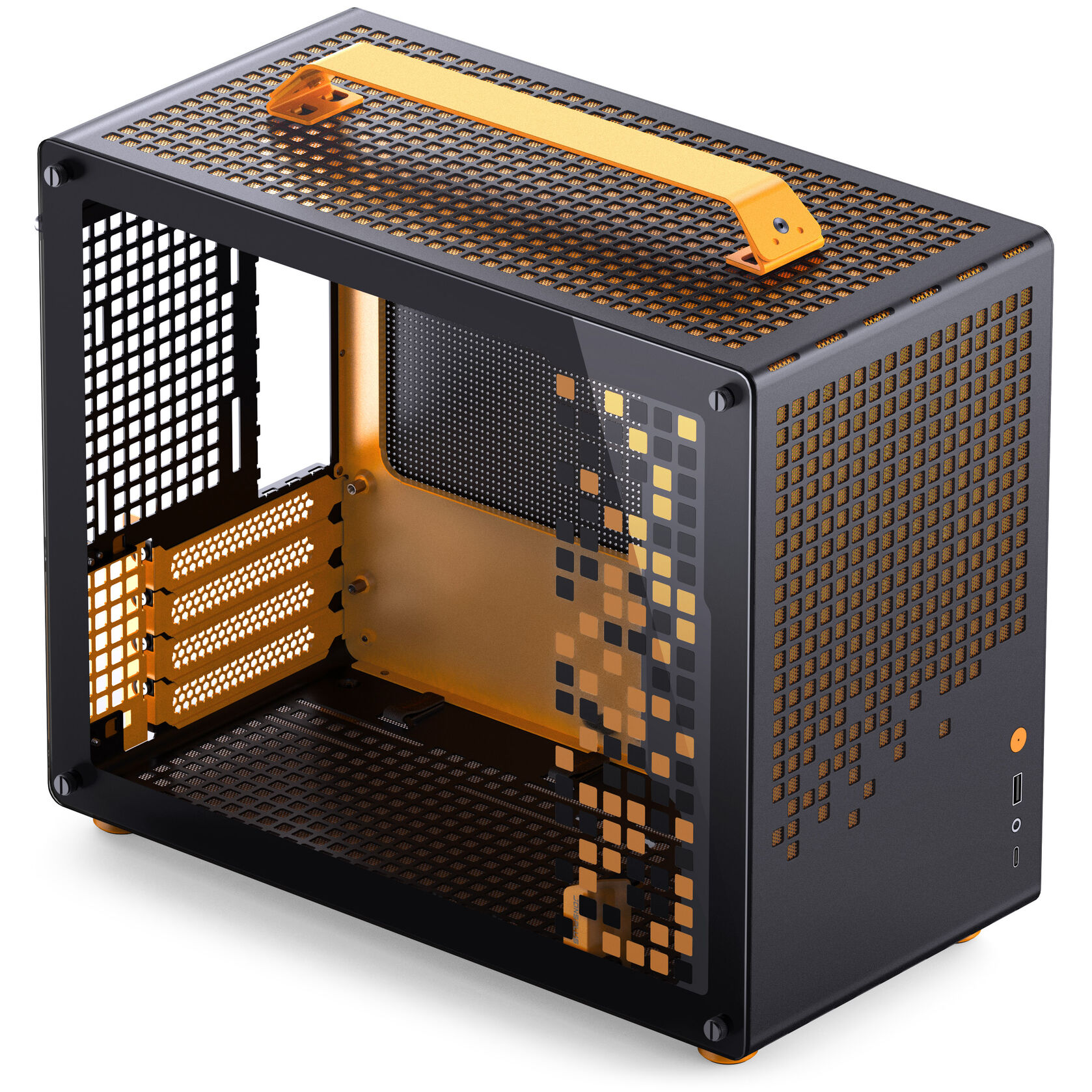 Jonsplus Z20 Micro-ATX case, with carrying handle - black/orange
