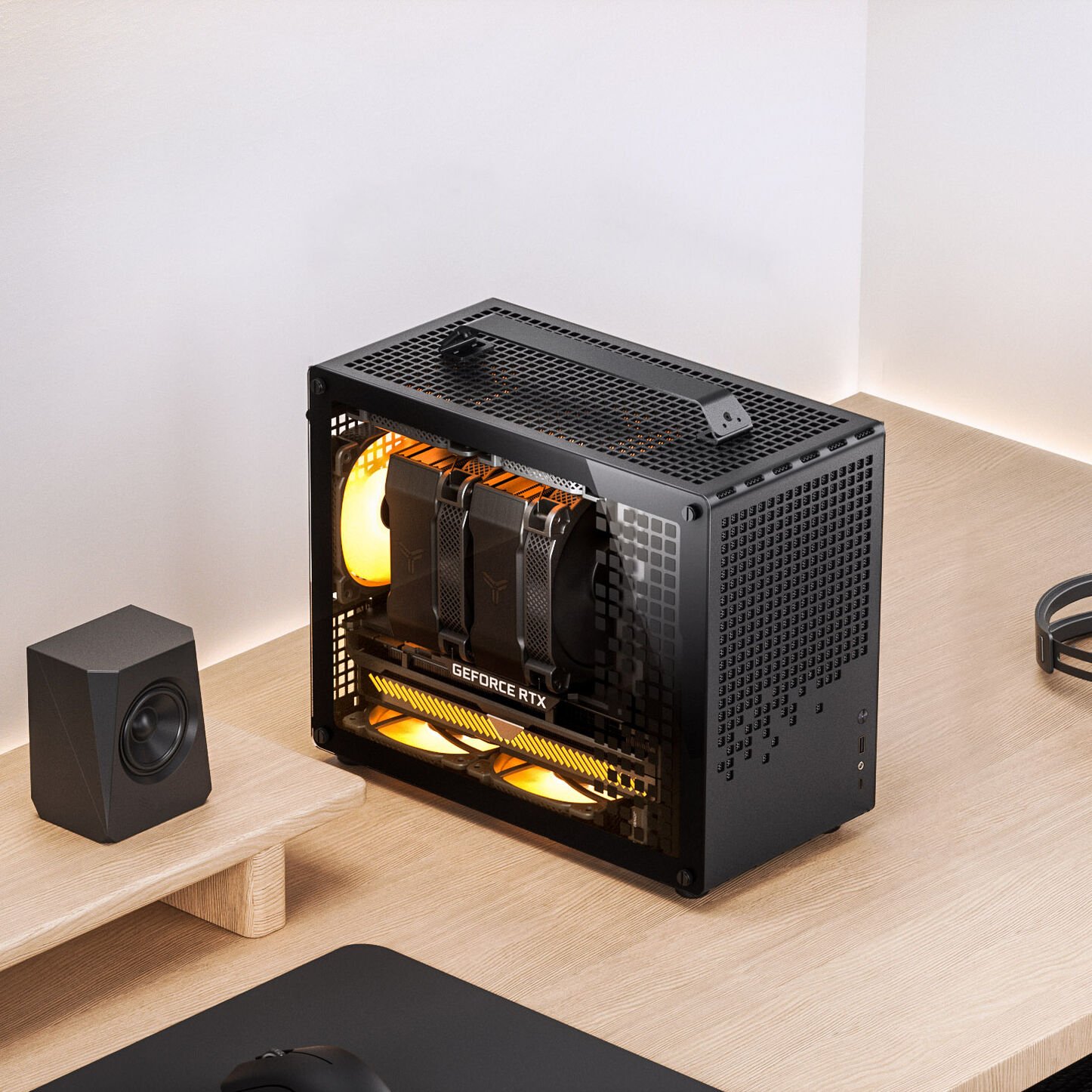 Jonsplus Z20 Micro-ATX case, with carrying handle - black