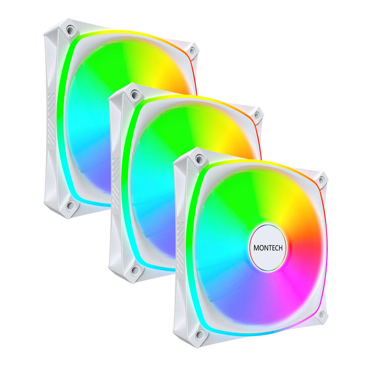 Montech AX120 PRO PWM Fan, ARGB - 3-Pack, 120mm, white