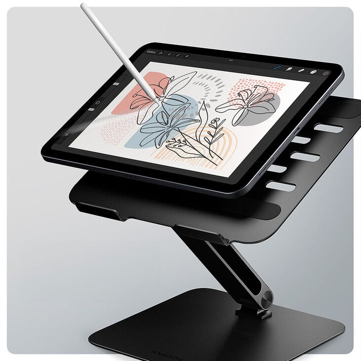 AXAGON STND-LQB Laptop Stand, Double Joint, Height Adjustable, Foldable ...