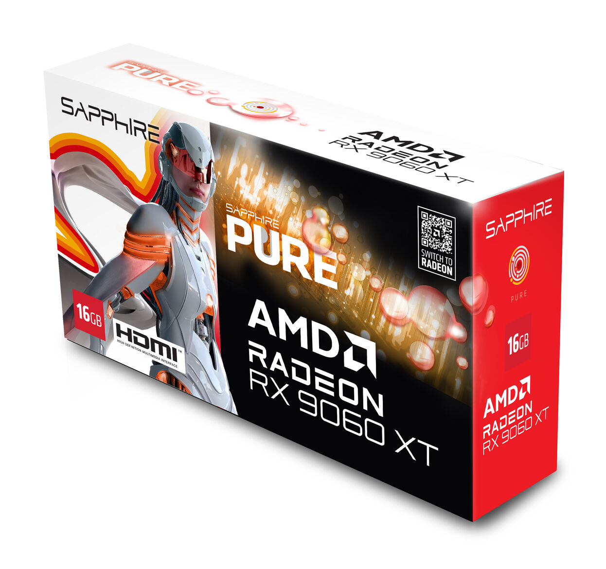 Sapphire Pure Radeon RX 9060 XT Gaming OC Graphics Card, 16384 MB GDDR6