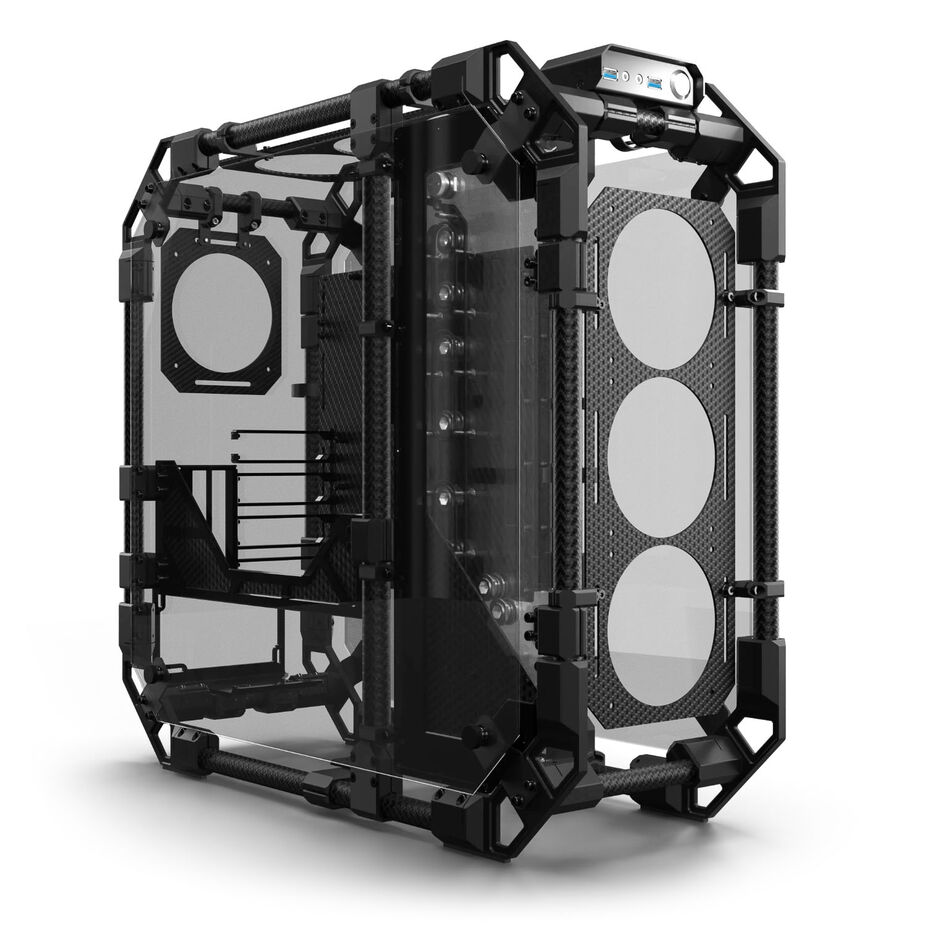 Alphacool Apex Pro Skeleton Case, Mid Tower, ATX, Distro Plate - Carbon ...