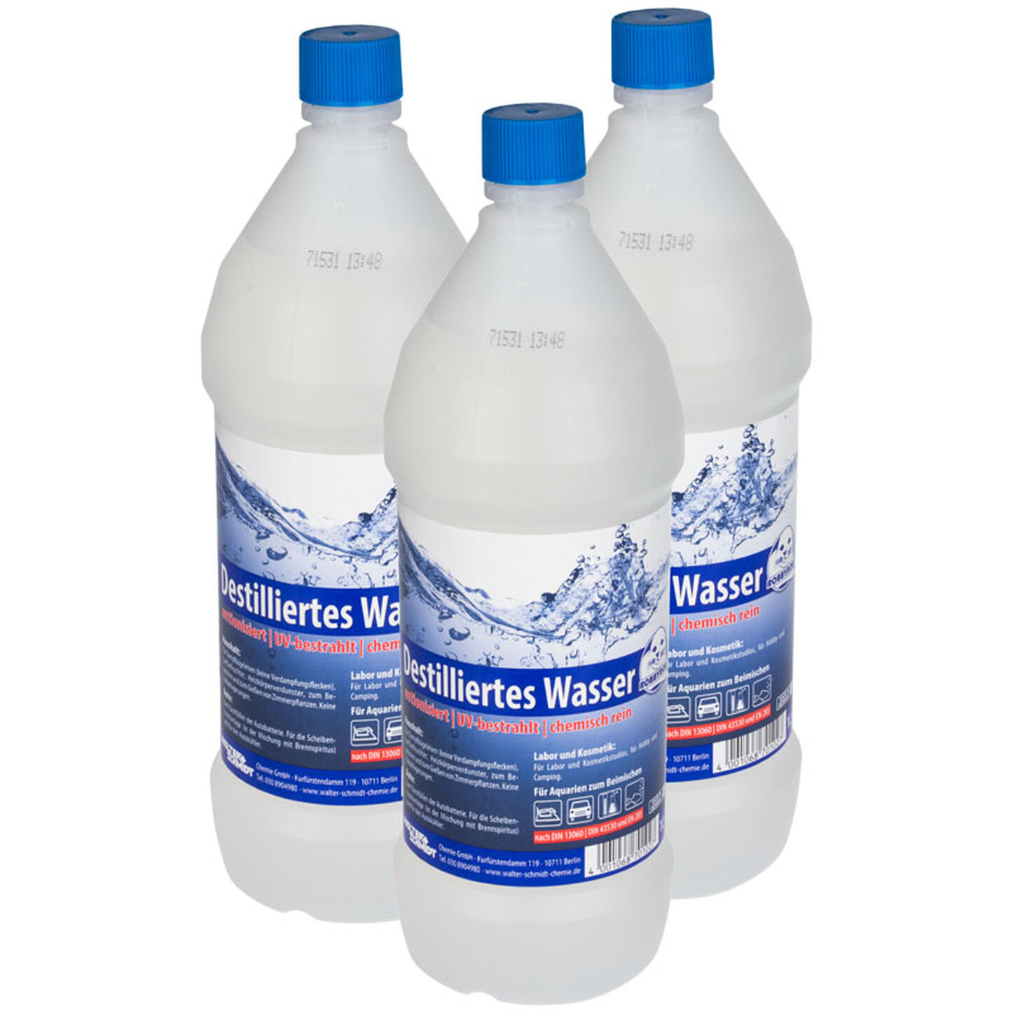 Destilliertes Wasser (DIN 13060, DIN 43530 & EN 285) - 3x 1 Liter