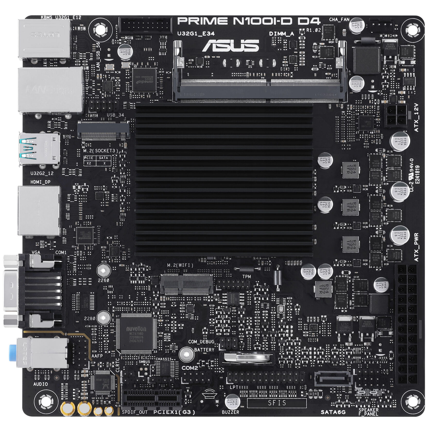 ASUS Prime N100I-D D4-CSM Mainboard, Intel N100, Mini-ITX – DDR4