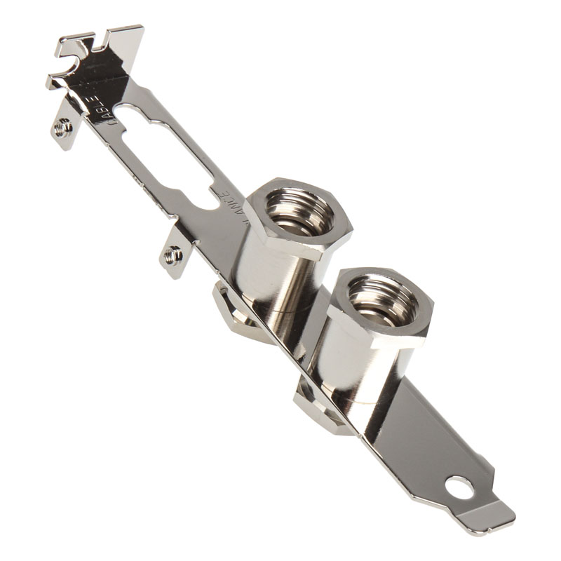 Koolance PCI slot bracket with 2 G1/4 inch pass-throughs - silver