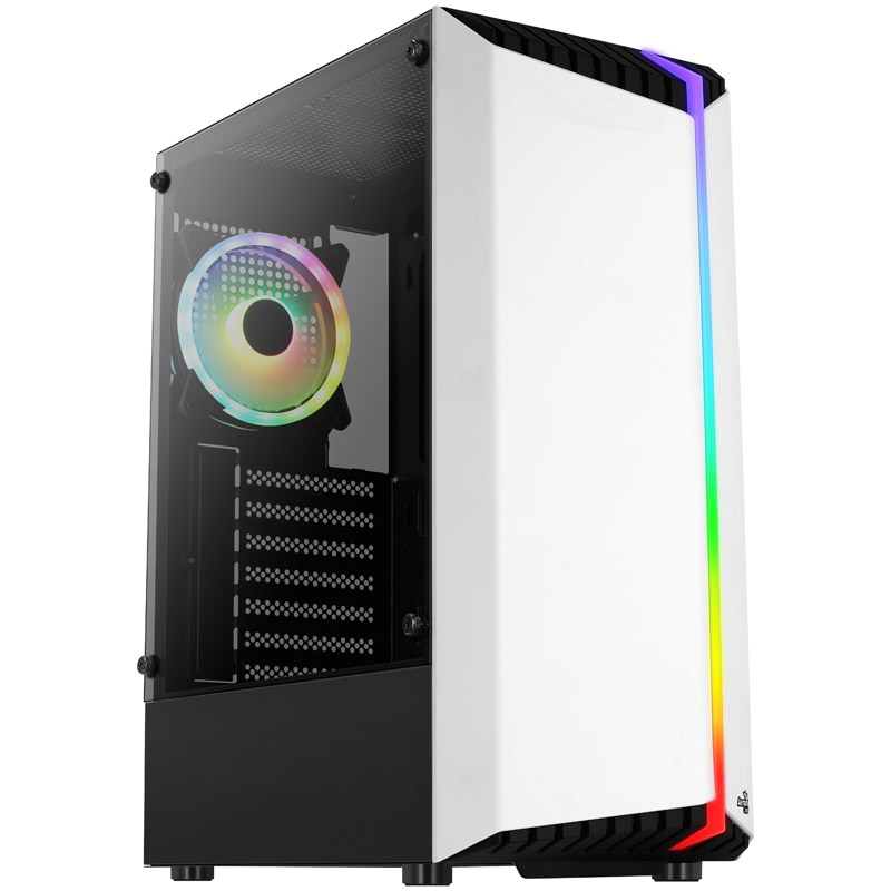 Aerocool Bionic v2 Midi-Tower, RGB, Tempered Glass - schwarz/weiß