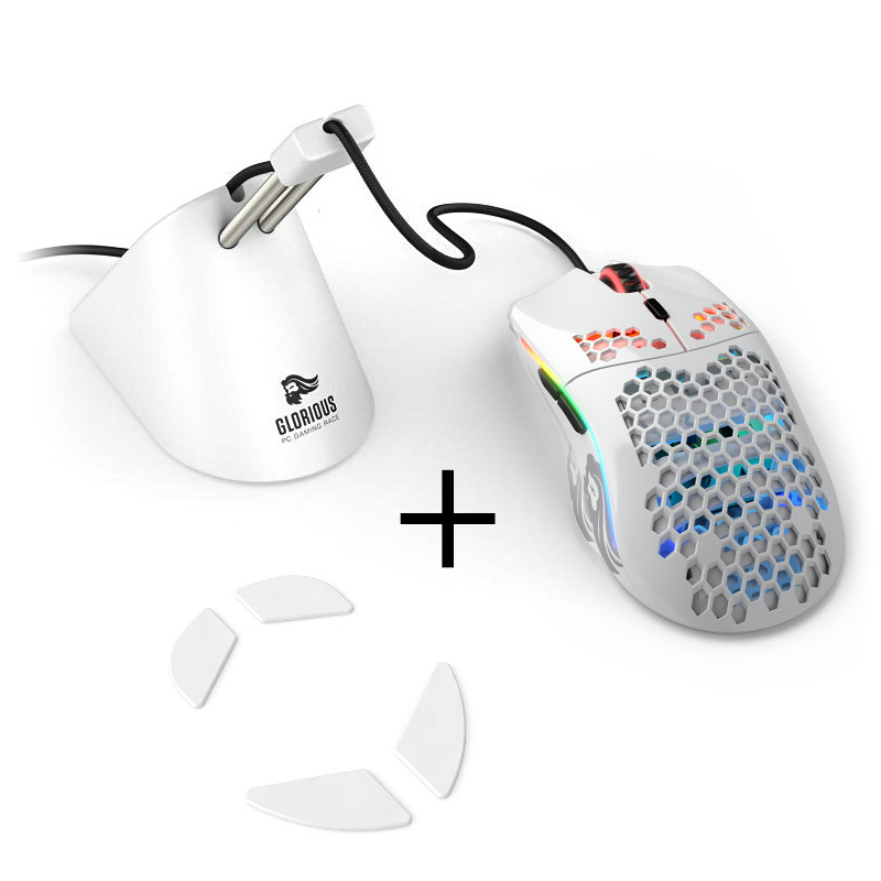 Glorious Model O (white, glossy) + Bungee (white) + Model O G-Skatez