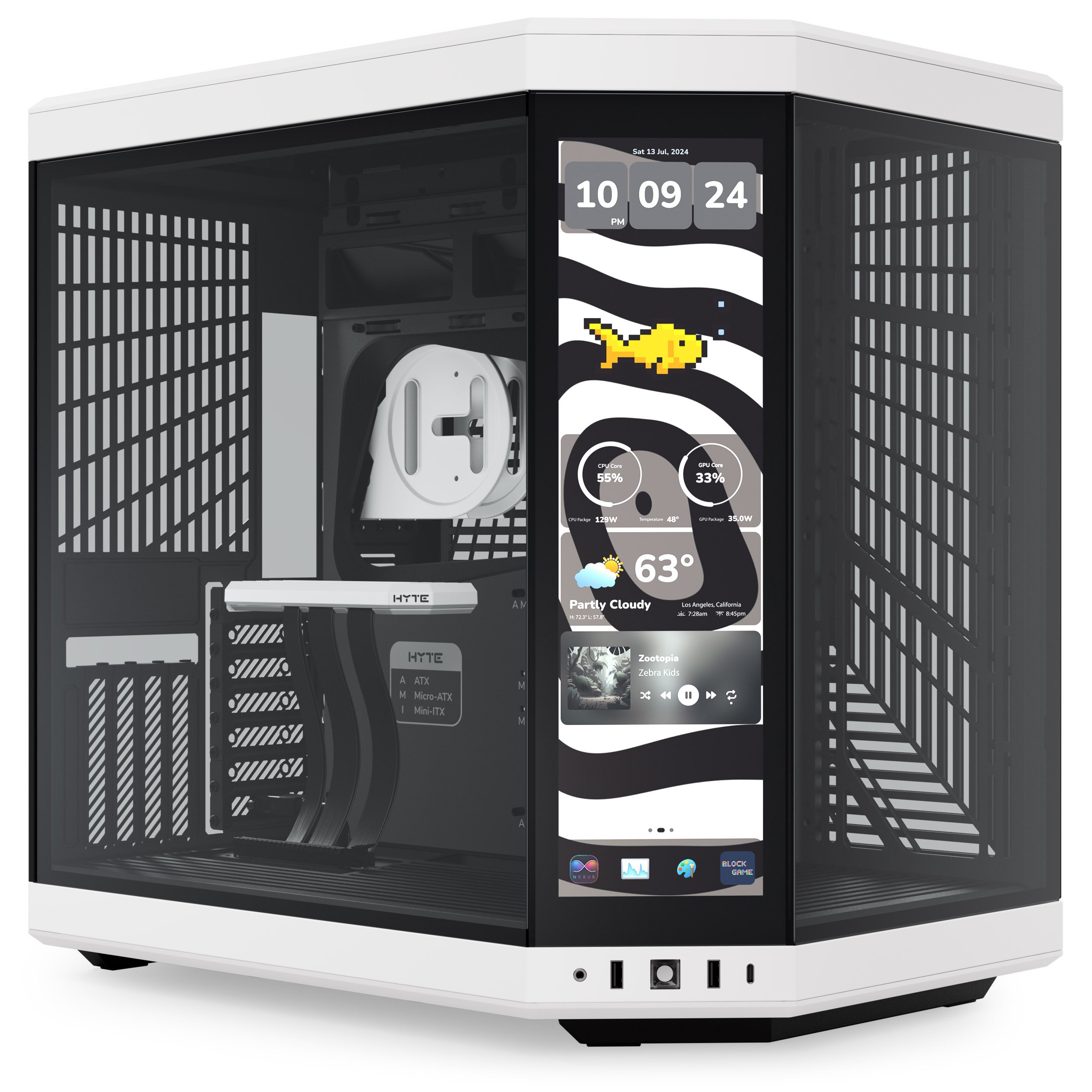Hyte Y70 Touch Infinite PC-Gehäuse, Midi-Tower, ATX, Tempered Glass - Panda
