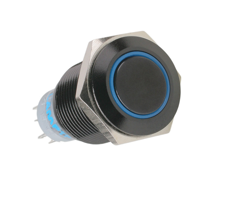Lamptron Vandal Resistant Switch 16mm - Blackline - blue