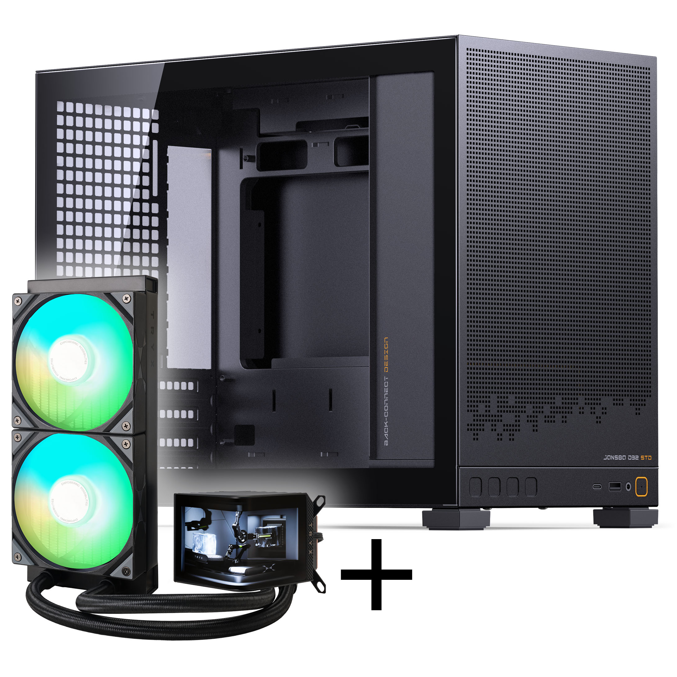 Jonsbo D32 STD PC-Gehäuse + TRYX PANORAMA Komplett-Wasserkühlung, ARGB ...