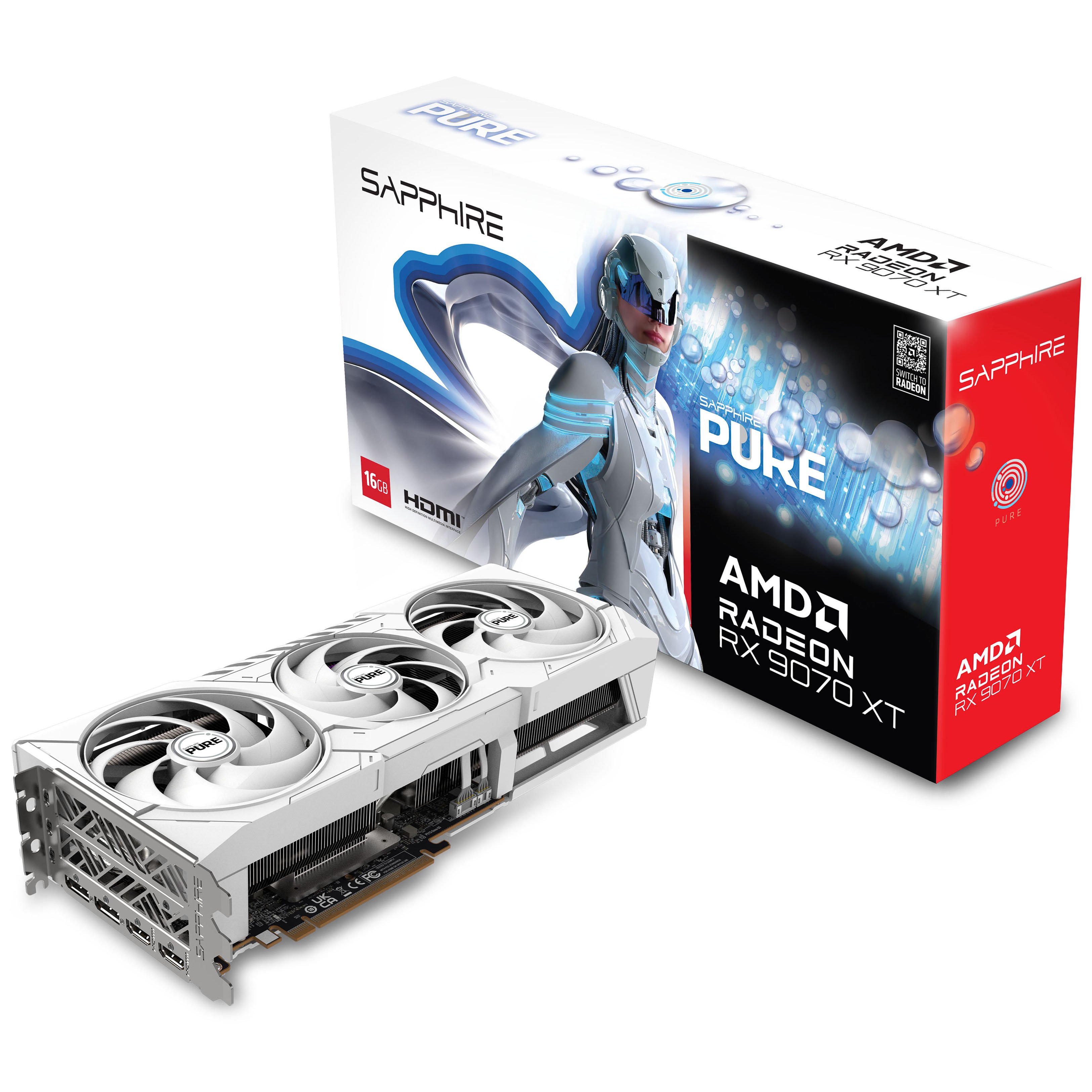 Sapphire Pure Radeon RX 9070 XT Gaming OC graphics card, 16384 MB GDDR6