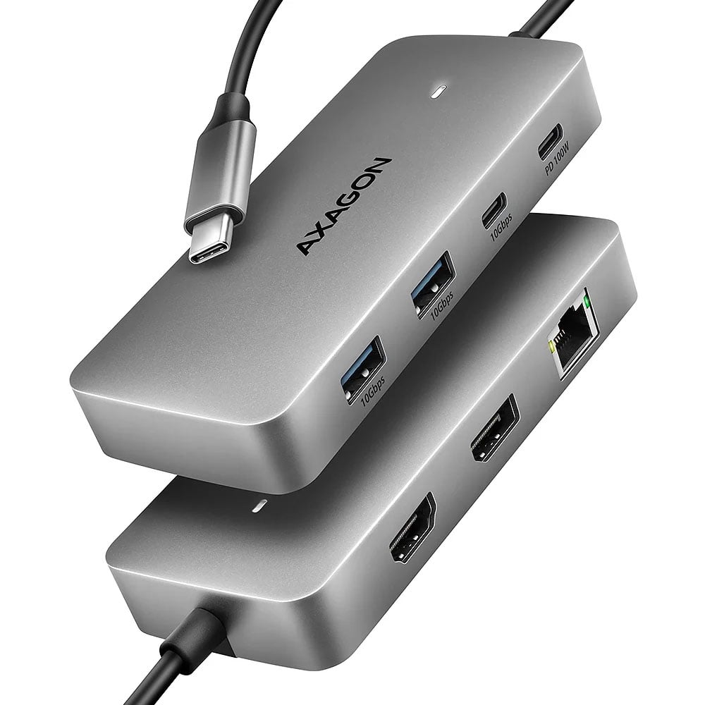 AXAGON HMC-CUB83X2 USB-C Hub, 7-in-1 Docking Station, Dual 4K, 10Gbps ...