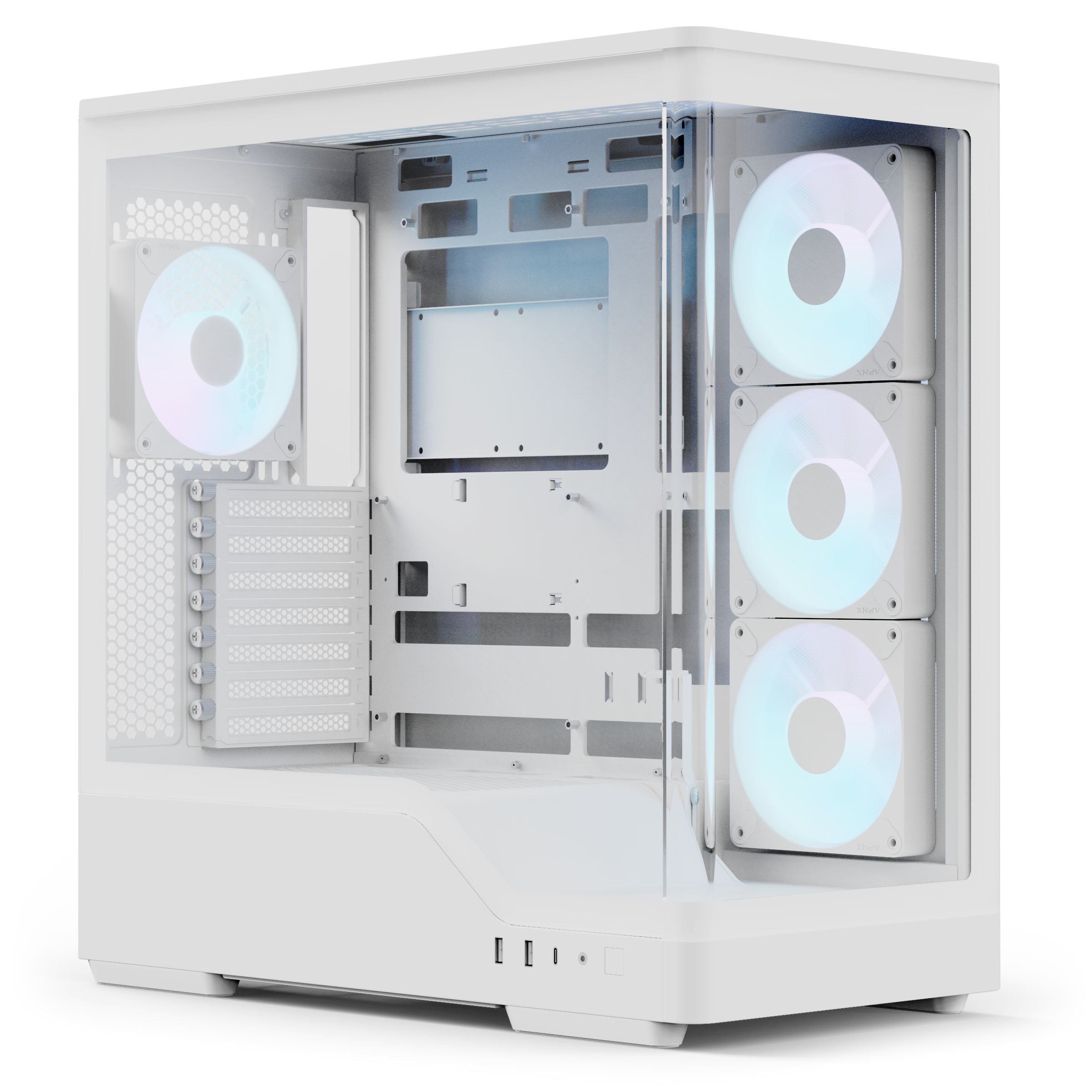 Aerocool P500A PC Case, Mid-Tower, ATX, Tempered Glass, RGB - White