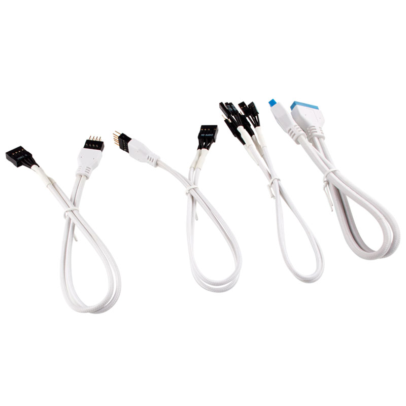 Corsair Premium Sleeved Front Panel Cable Extension Kit, white