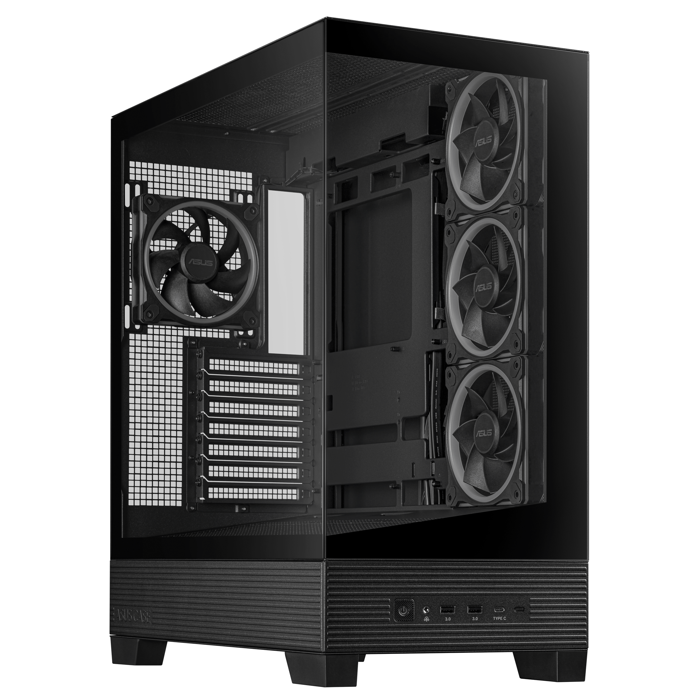 ASUS A31 Plus TG ARGB PC-Gehäuse, Midi-Tower, ATX, Tempered Glass - schwarz