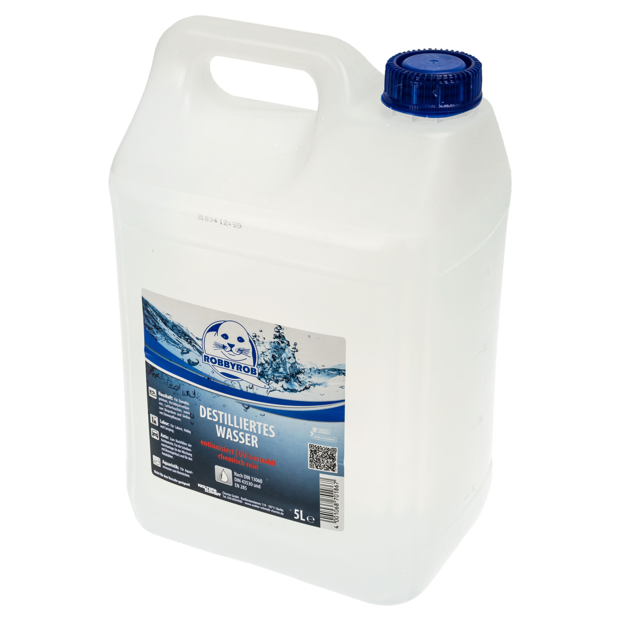 Distilled water (DIN 13060, DIN 43530 & EN 285) - 5 litres