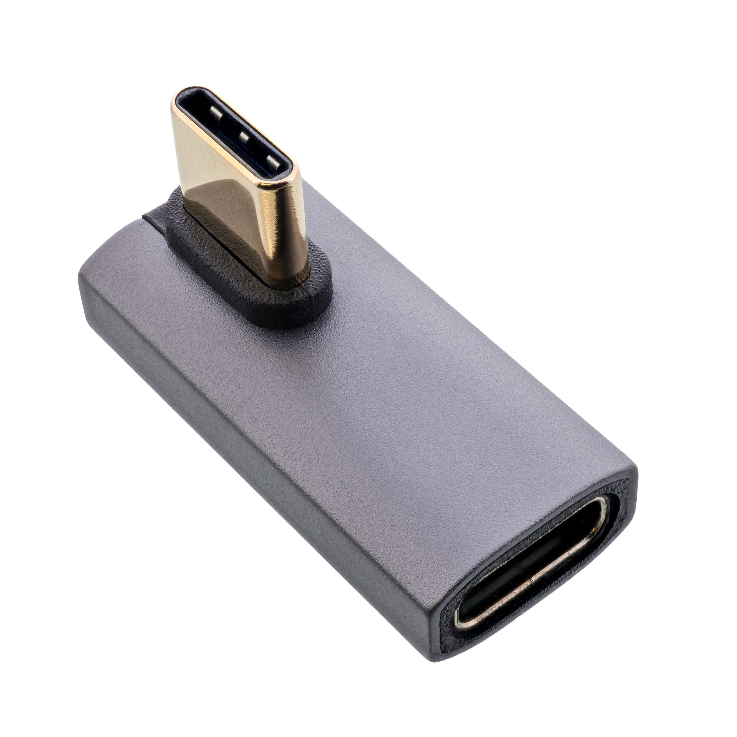 InLine® USB4 Adapter - USB-C plug/socket angled vertically left/right, grey