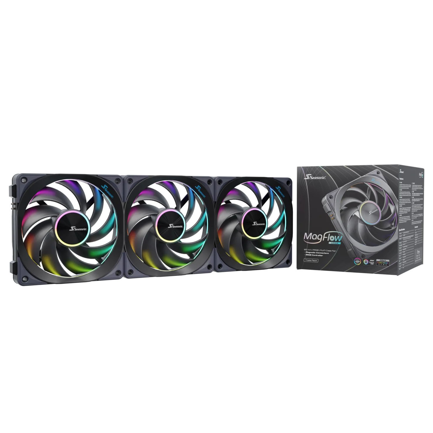 Seasonic MagFlow 1225 ARGB PWM Fan - 120mm, 3 Pack