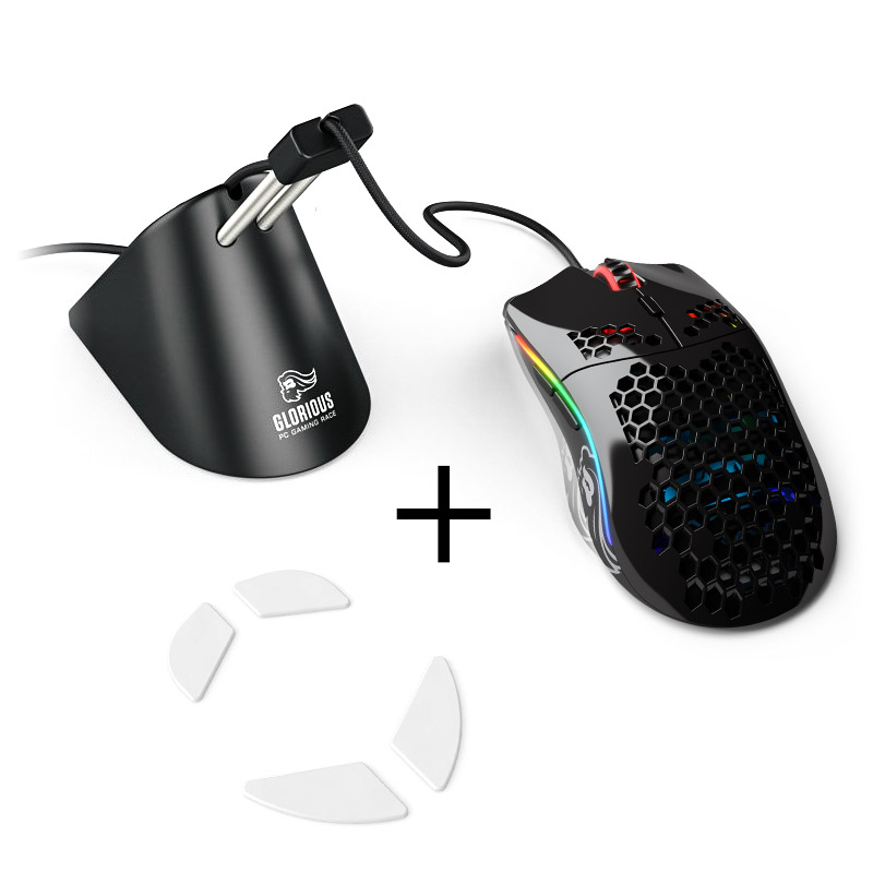 Glorious Model O (black, glossy) + Bungee (black) + Model O G-Skatez